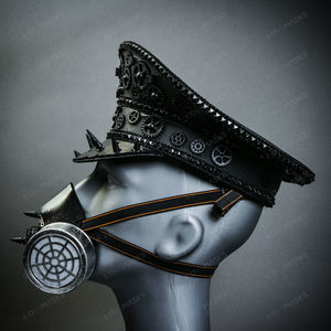 ILOVEMASKS | Accessories | Black Steampunk Captain Cap With Silver ...